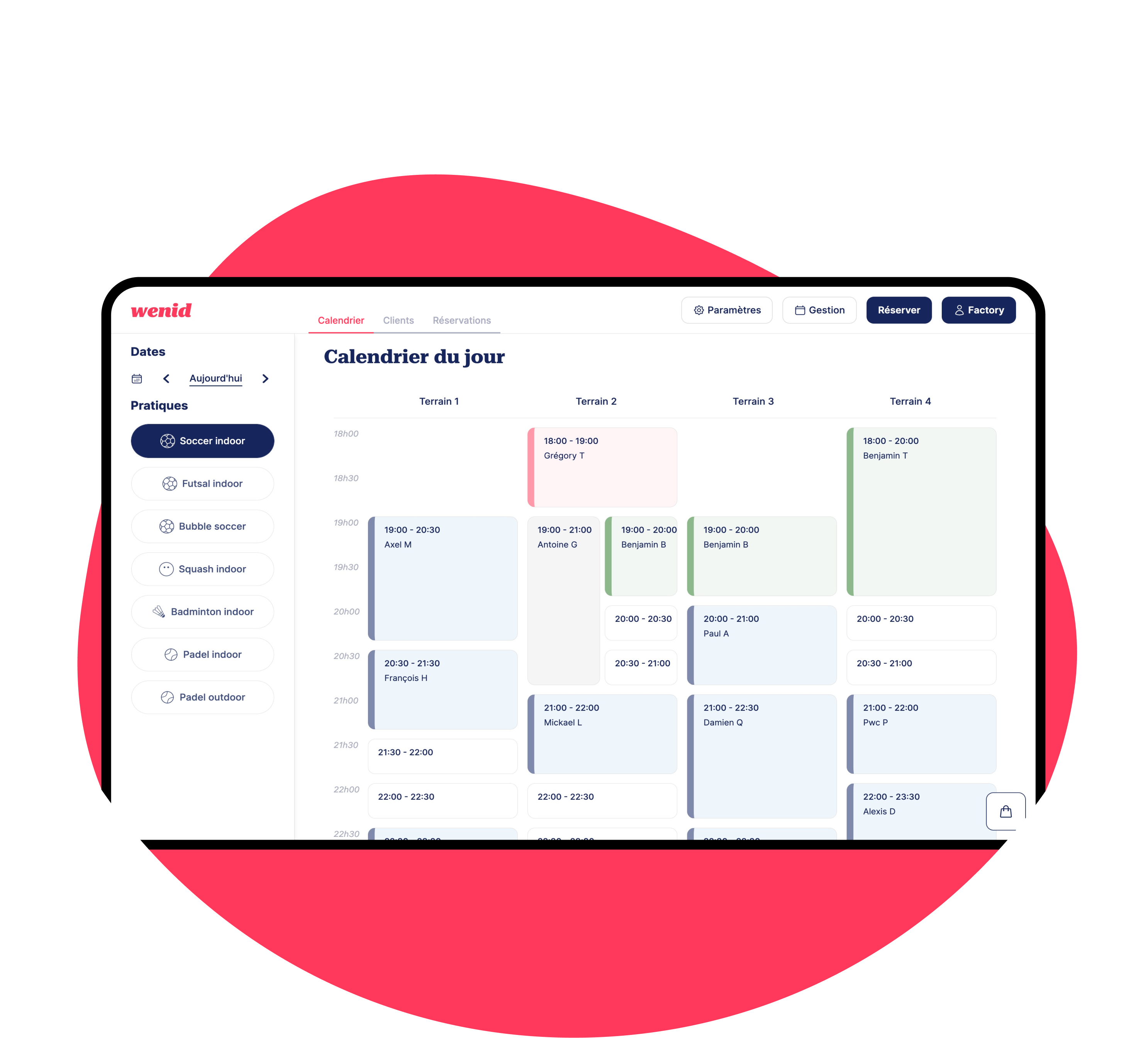 Wenid - Réservation terrain de sport